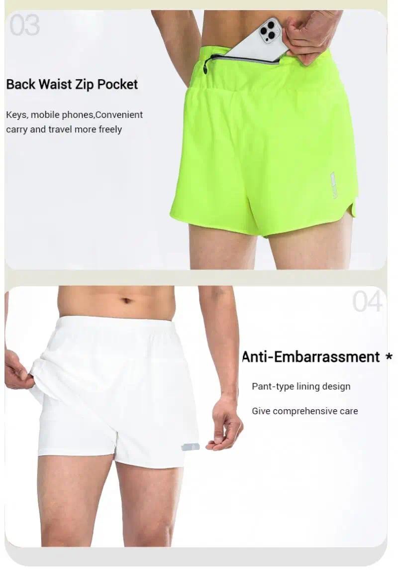 5 Pockets Men's Quick-Dry Double Layer Reflective Marathon Running ...