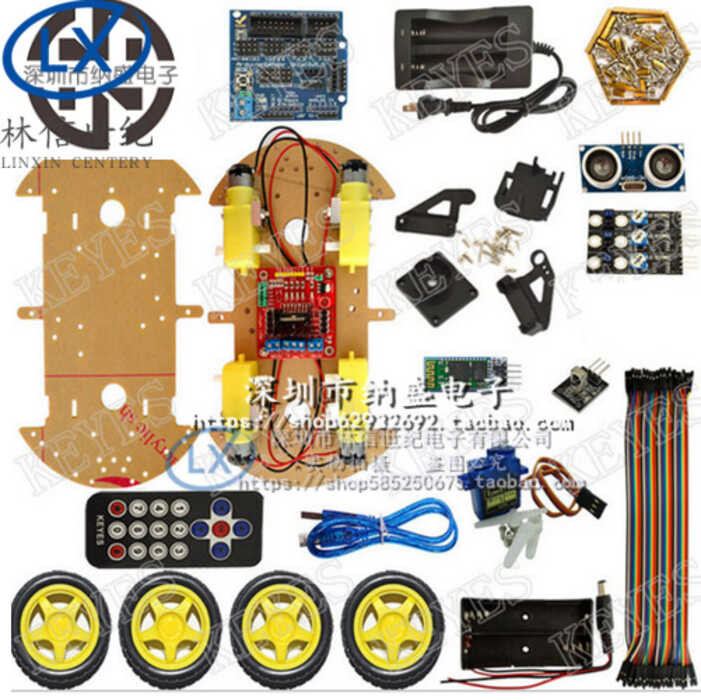 Intelligent Robot Kit Tracking Obstacle Avoidance Remote Control Bluetooth 4wd Car Kit