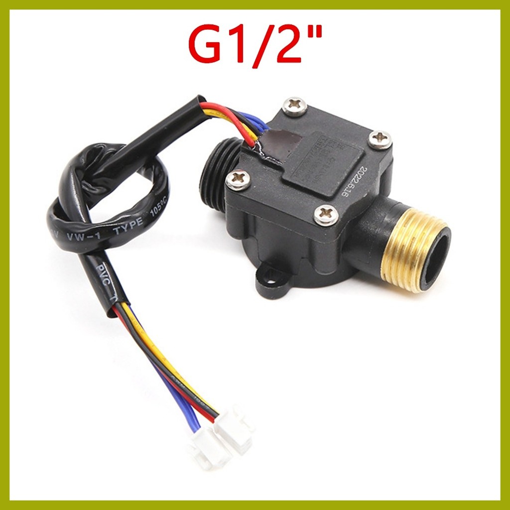 ♨ Brass Water Flow Sensor G1/2" Male Hall Effect Sensor Switch 1-30L ...