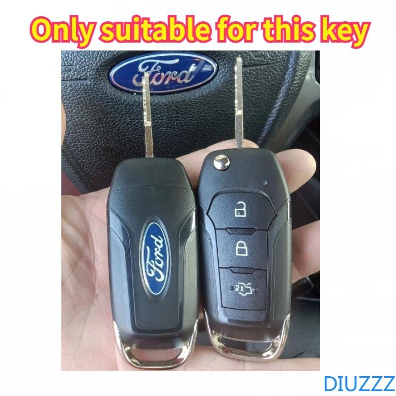 Zinc Alloy Leather Car Remote Key Cover Case Shell Fob Holder For Ford ...