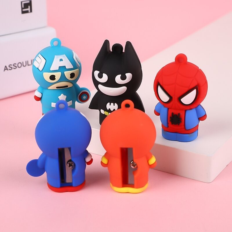 1pcs Creative Marvel Series Soft Rubber Mini Pencil Sharpener Spider ...
