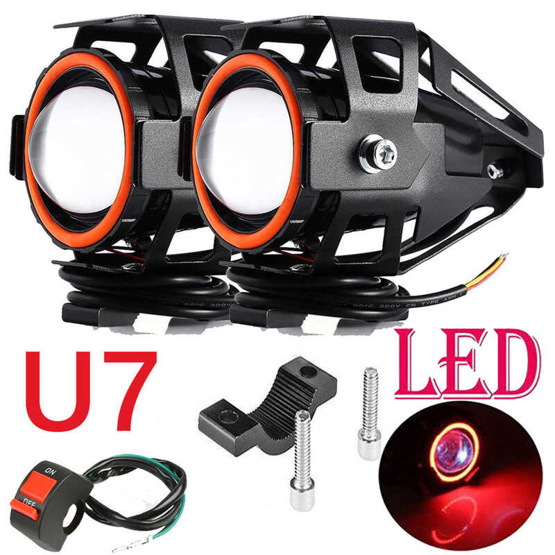 Headlight Karagdagang Motorcycle Led Spotlight Fog Light U7 Angel Eyes ...