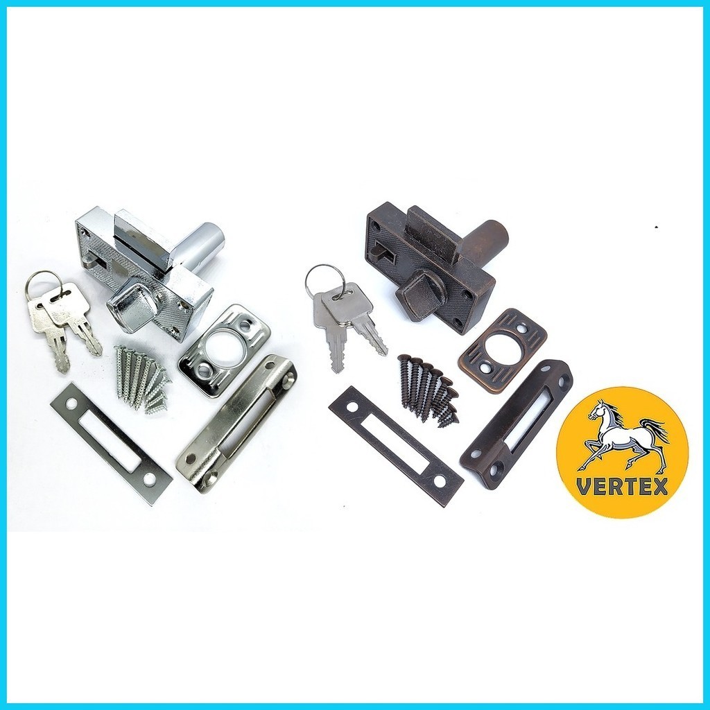 Alpha Lock Set Rim Dead Latch Chrome and Brown (for Screen Doors ...