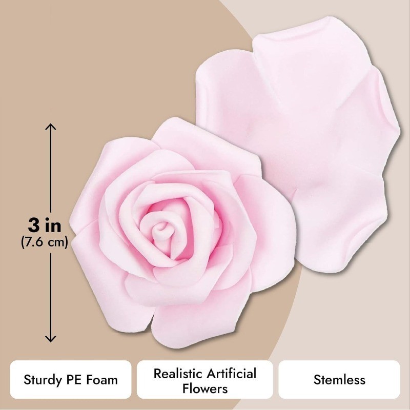 10PCS 7.6 CM Artificial Rose Heads Bulk Real Looking Faux Roses Foam ...