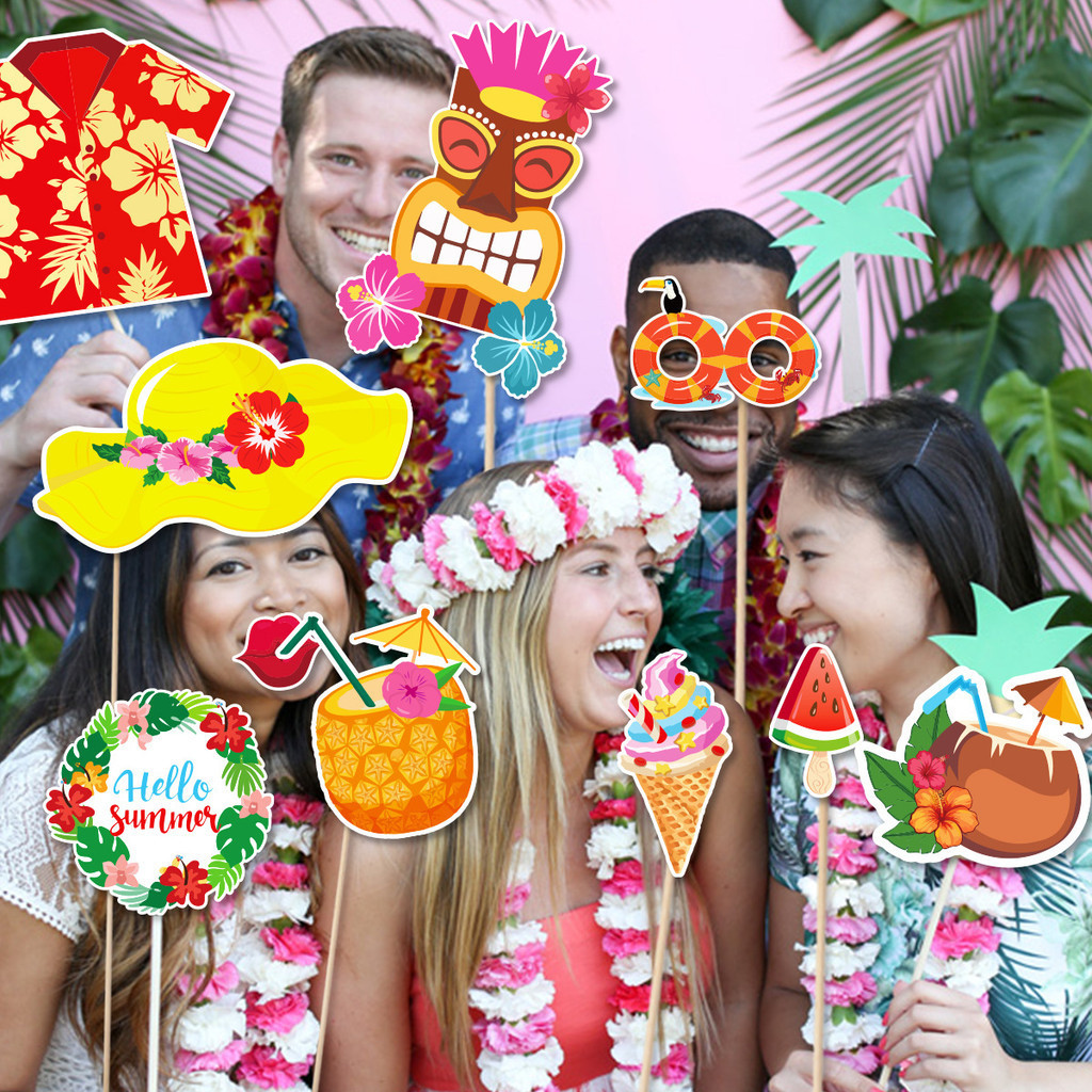 30pcs Hawaiian Photo Booth Props Set Hawaiian Party Photography Summer ...