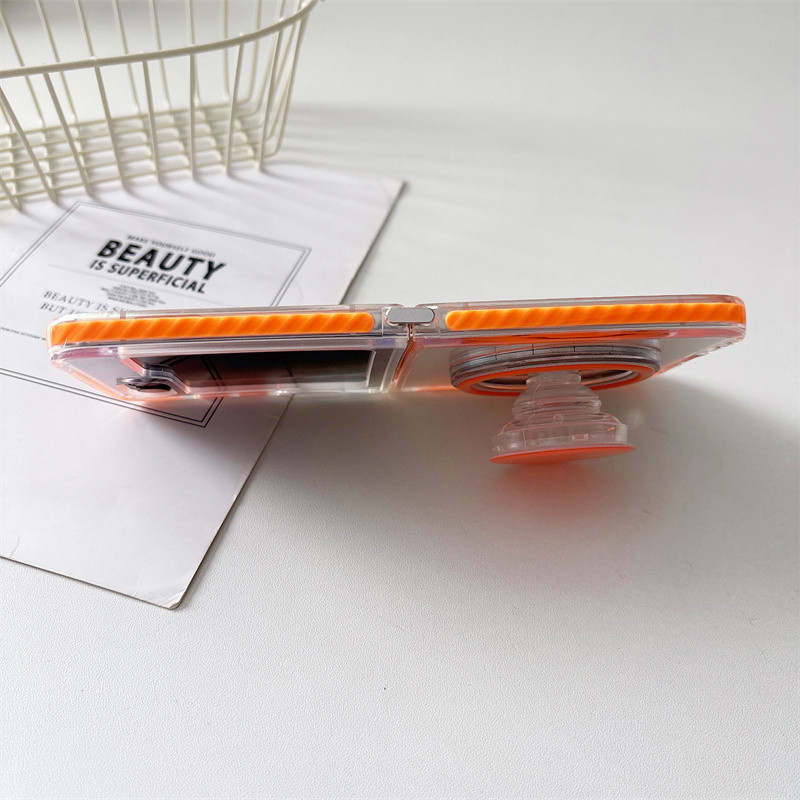 2 in 1 Transparent Double Color Magnetic Barcket Phone Case For Samsung ...