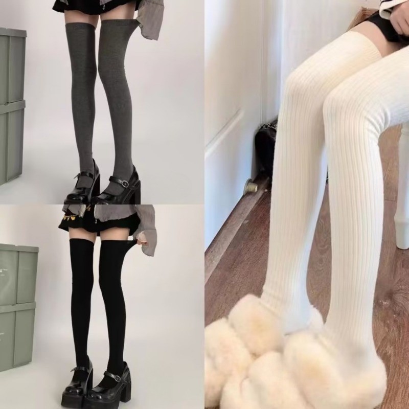 Fashion Women Long Socks Casual Over Knee High Knitted Calf Socks ...