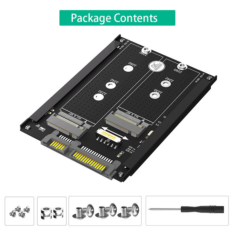 NEW Metal Case Dual B+M Key M.2 NGFF SSD to 2.5" SATA 3.0 6Gbps ...