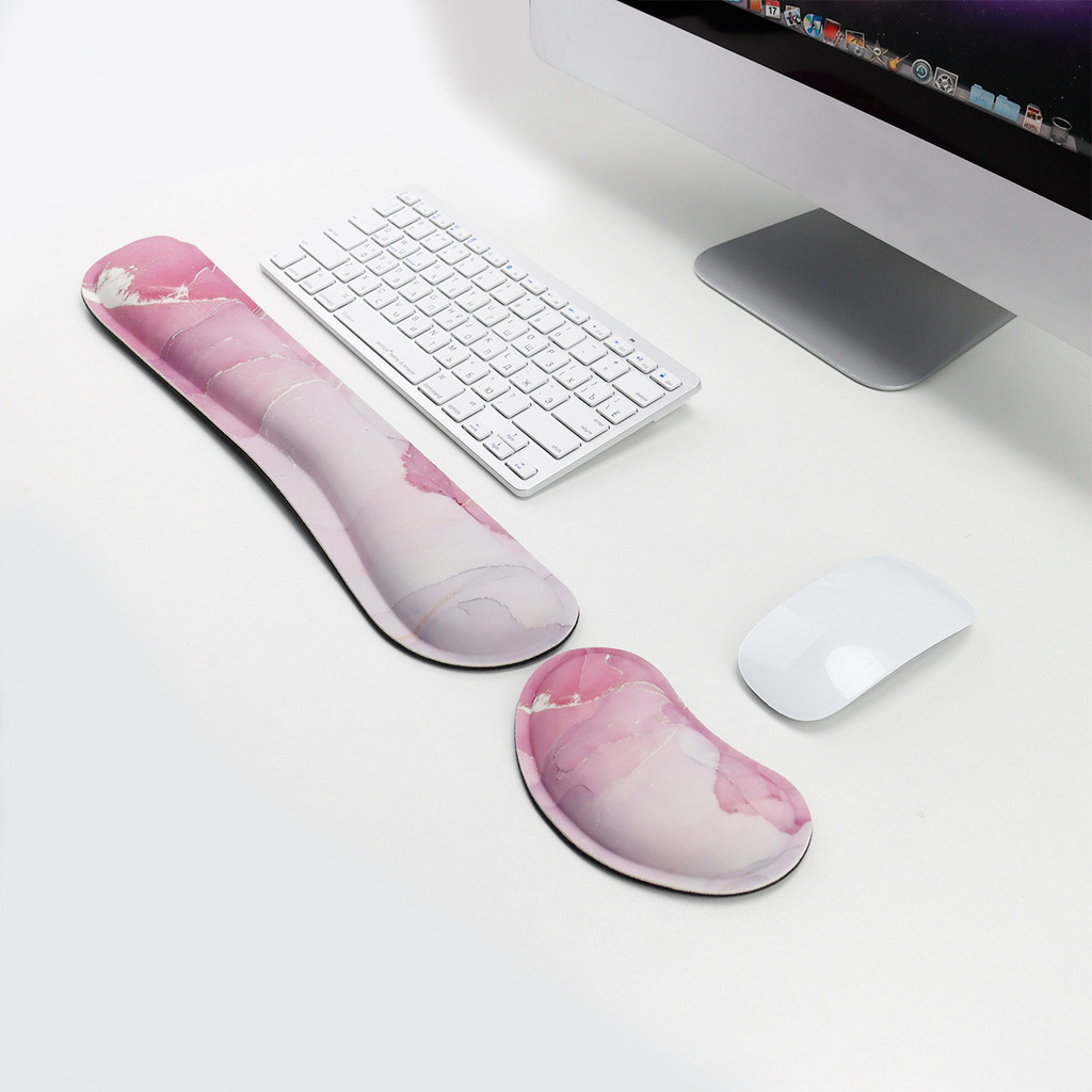 Light Pink Rubber Wrist Mouse Pad + Keyboard Pad Set Protection Guard ...