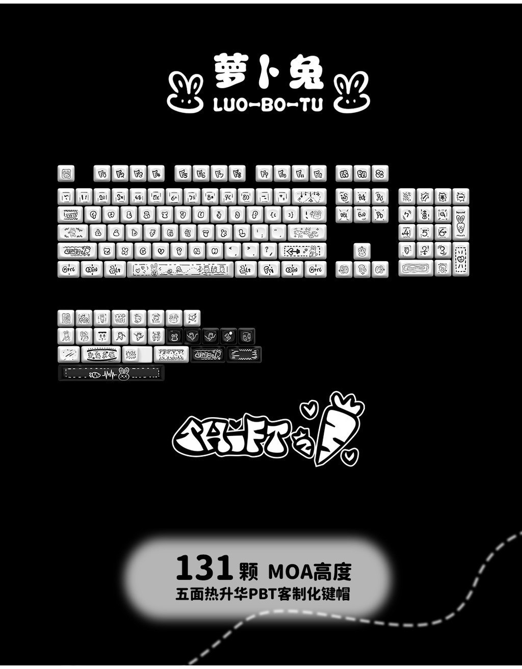 BOW Cartoon Keyboard Keycaps MOA Height Mechanical Keyboard Key Cap PBT ...