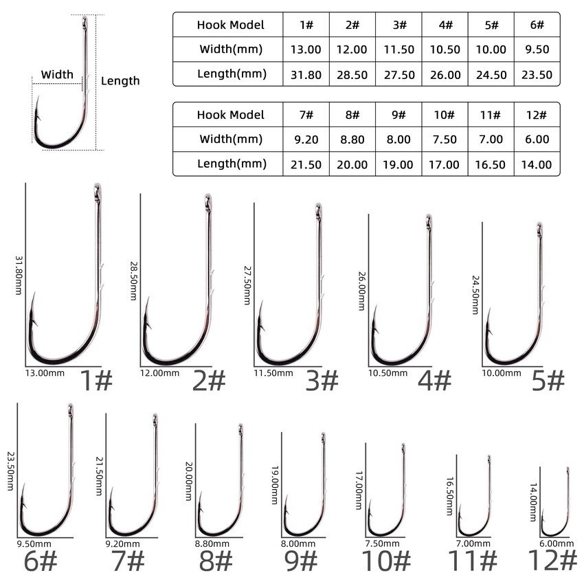 50pcs Set Fishing Long Handled Hook with Double Back Thorns, High ...