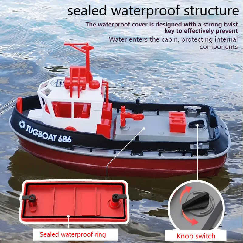 Control Tugboat Remote 1:72 Electric Boat Water Toy Charging Electric ...