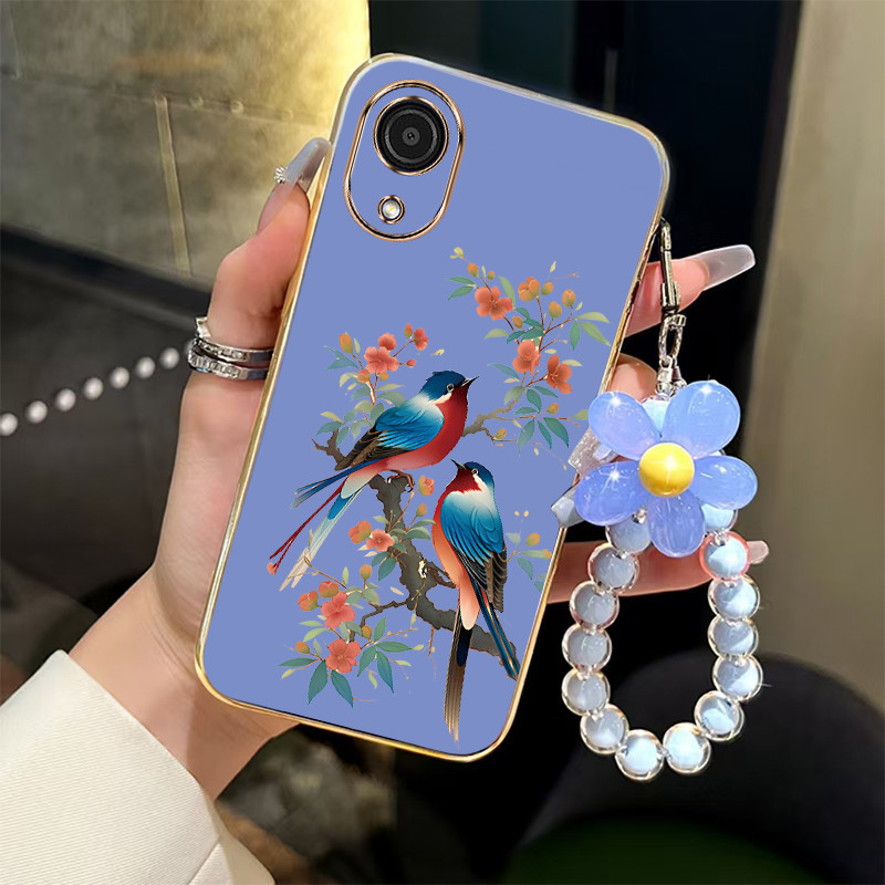 Case For OPPO A17K phone case with bird pattern 2025 new bracelet ...