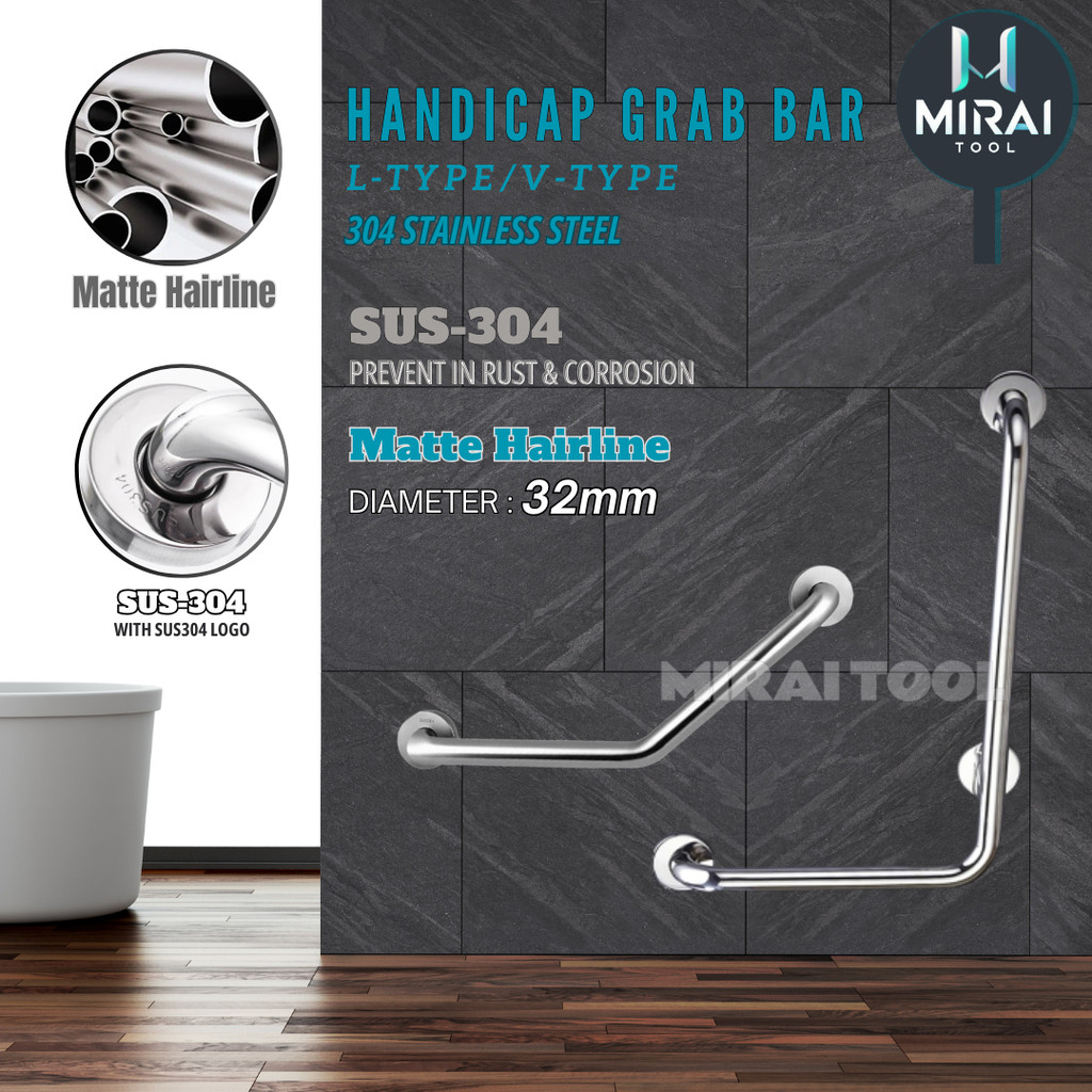 L / V Type Stainless Steel 304 Handicap Grab Bar Barrier-free Disabled ...