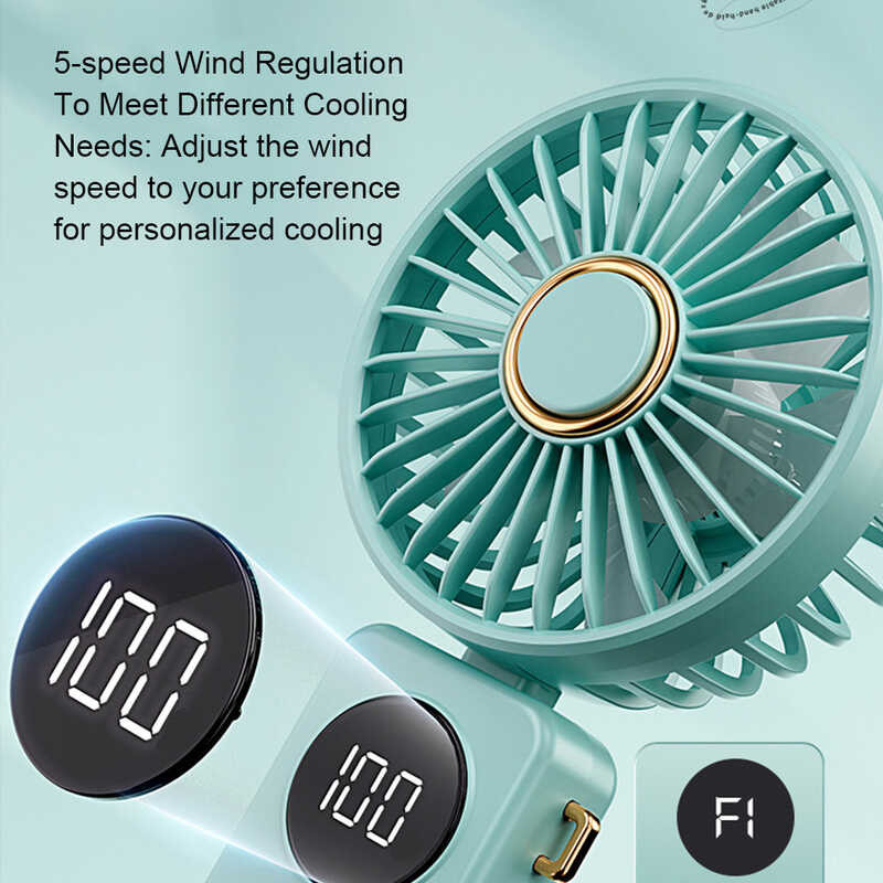 Portable Mini Rechargeable Fan 5-Speed Wind Regulation Compact And Easy ...