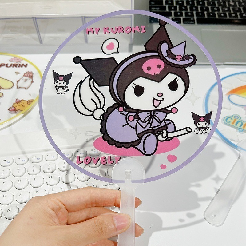 Kawaii Handheld Fan Kuromi Summer Portable Transparent Small Round Fan ...