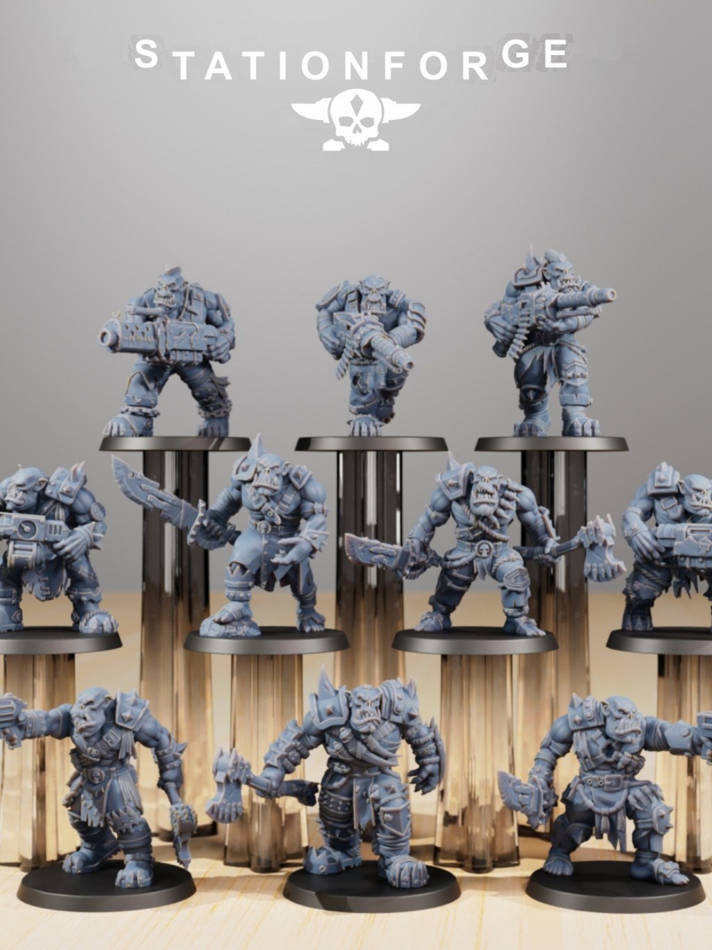 [Resin Model] Hammer-like Orc Infantry Team 1/48 White Model Hand-made ...