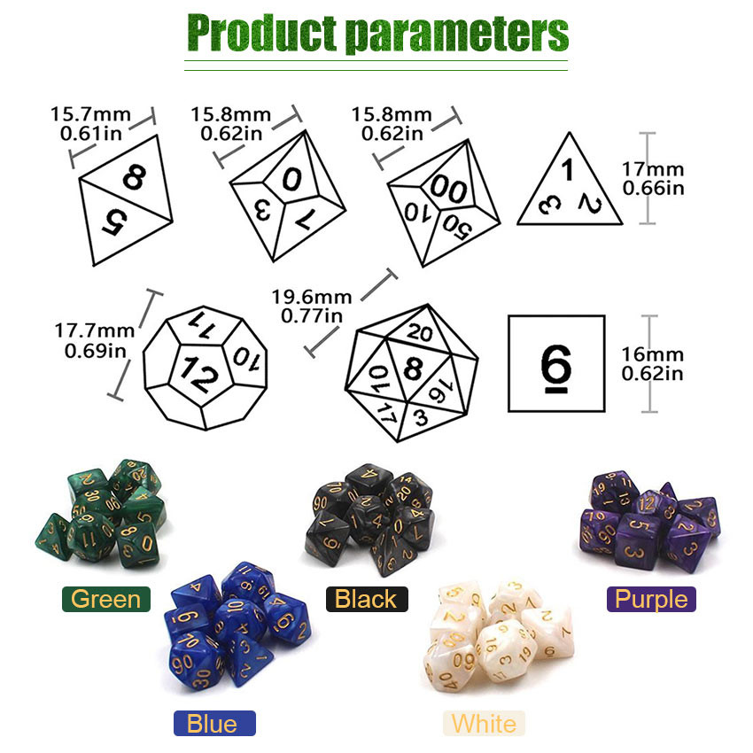 7Pcs Creative Multi-faceted Dice Multi-color Transparent Acrylic Dice ...