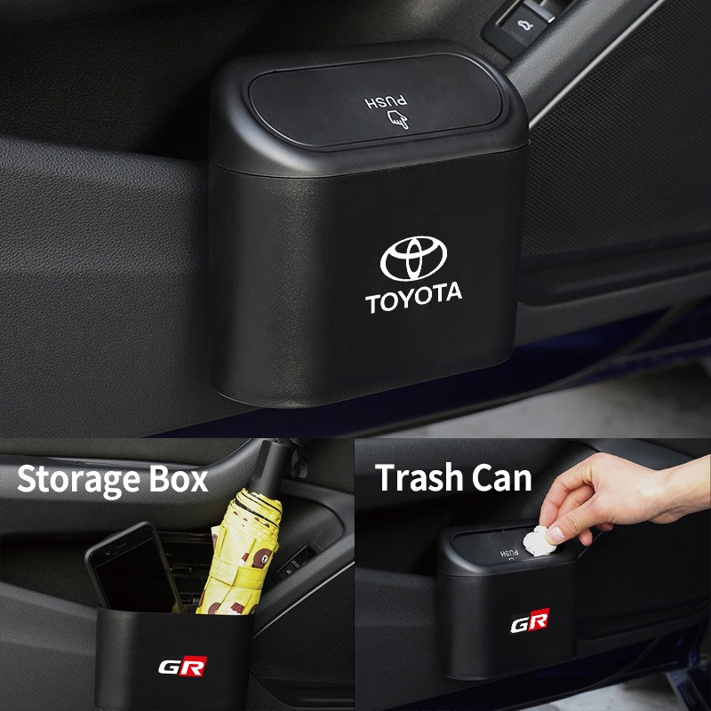Toyota Car Trash Can Hanging Flip Lid Dustbin Pressing Type Storage Box ...