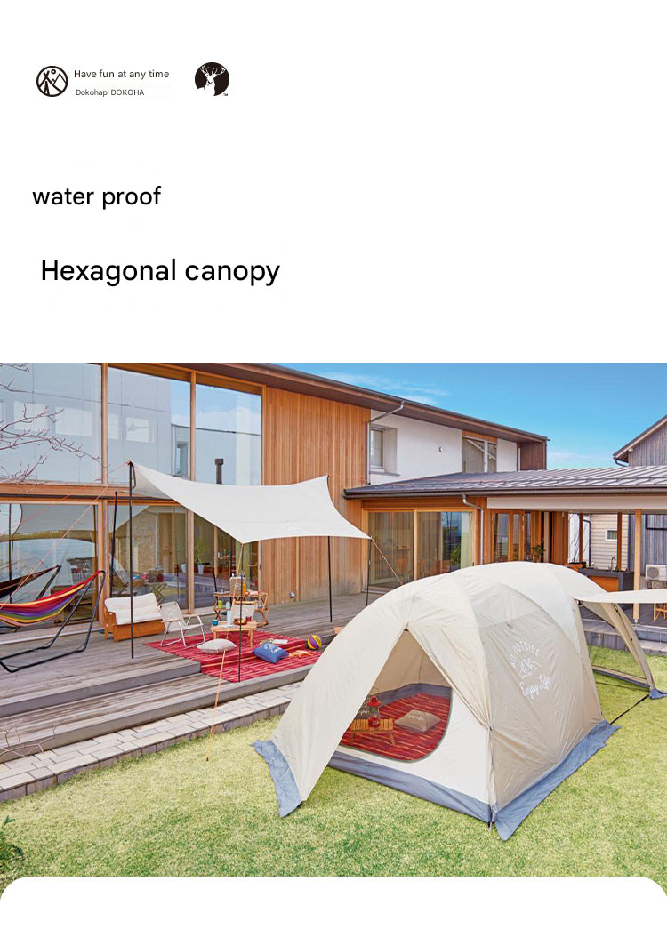 CAPTAIN STAG UA-1069/74/77 Hexagonal Canopy Multiple Setups 4-6 Persons ...