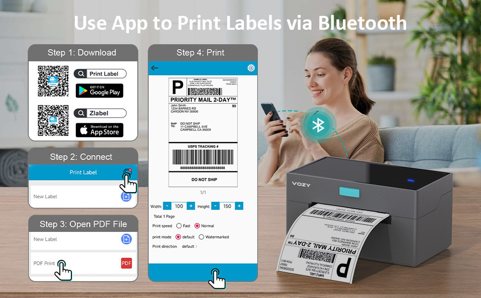 VOZY T5/T7 WiFi Waybill Printer Bluetooth Shipping Label Printer ...