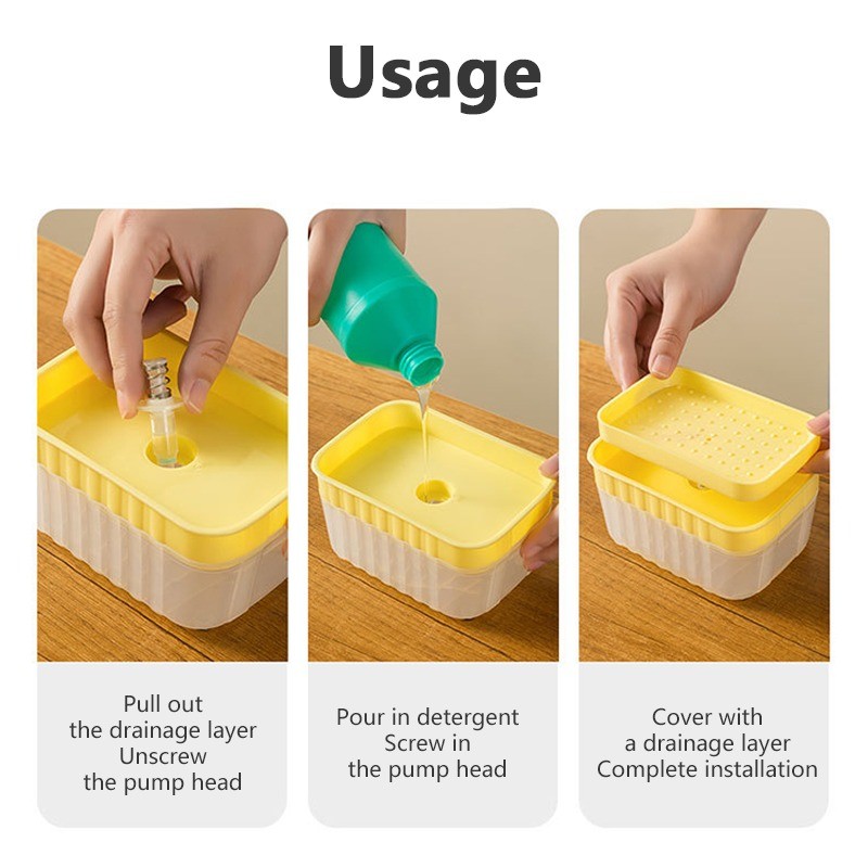 2in1 Layer Dishwashing Liquid Pump Dispenser Kitchen Sink Soap Box ...