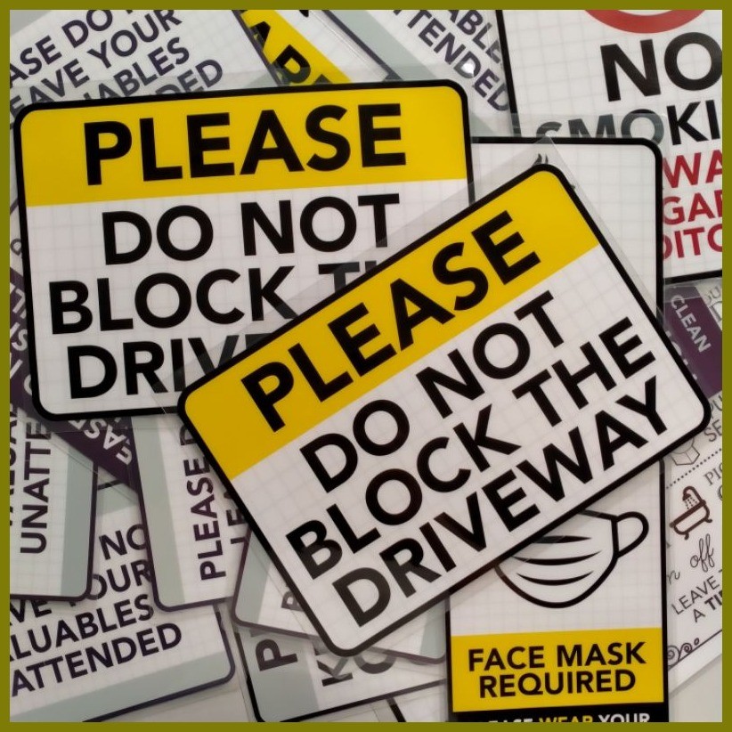 ∏ Do Not Block the Driveway Sign | Laminated Signage | Sign Board ...
