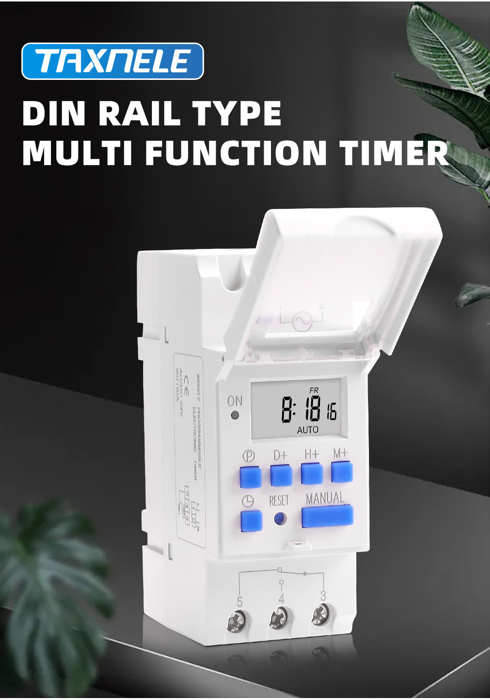 TAXNELE Electronic Weekly 7 Days Programmable Digital TIME Relay THC15A ...