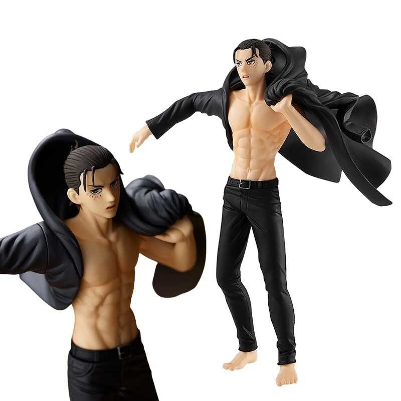 Anime Eren Jaeger Figure Attack On Titans Final Season Black Cloak ...