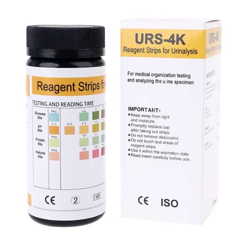 100Pcs Urs-4K Glucose Ph Protein Ketone Blood Urine Test Reagent Strip ...