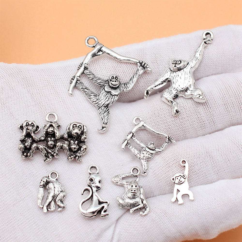 8pcs/lot Antique Silver Color Monkey Charms Collection For Jewelry ...