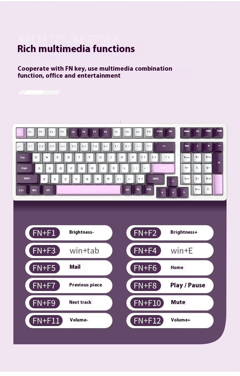 NJ80 Real Mechanical Keyboard Black Tea Axis 98 Key Layout Wired ...