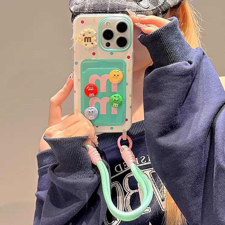 Mint Green Fun 3D M&M Beans Biscuit Card Bag Suitable for IPhone 16 ...