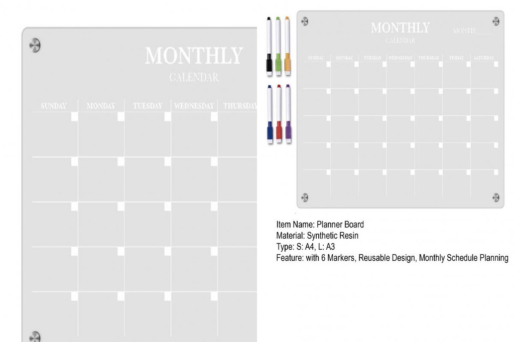 XPS Family Organizer Calendar Acrylic Whiteboard Calendar Colorful ...