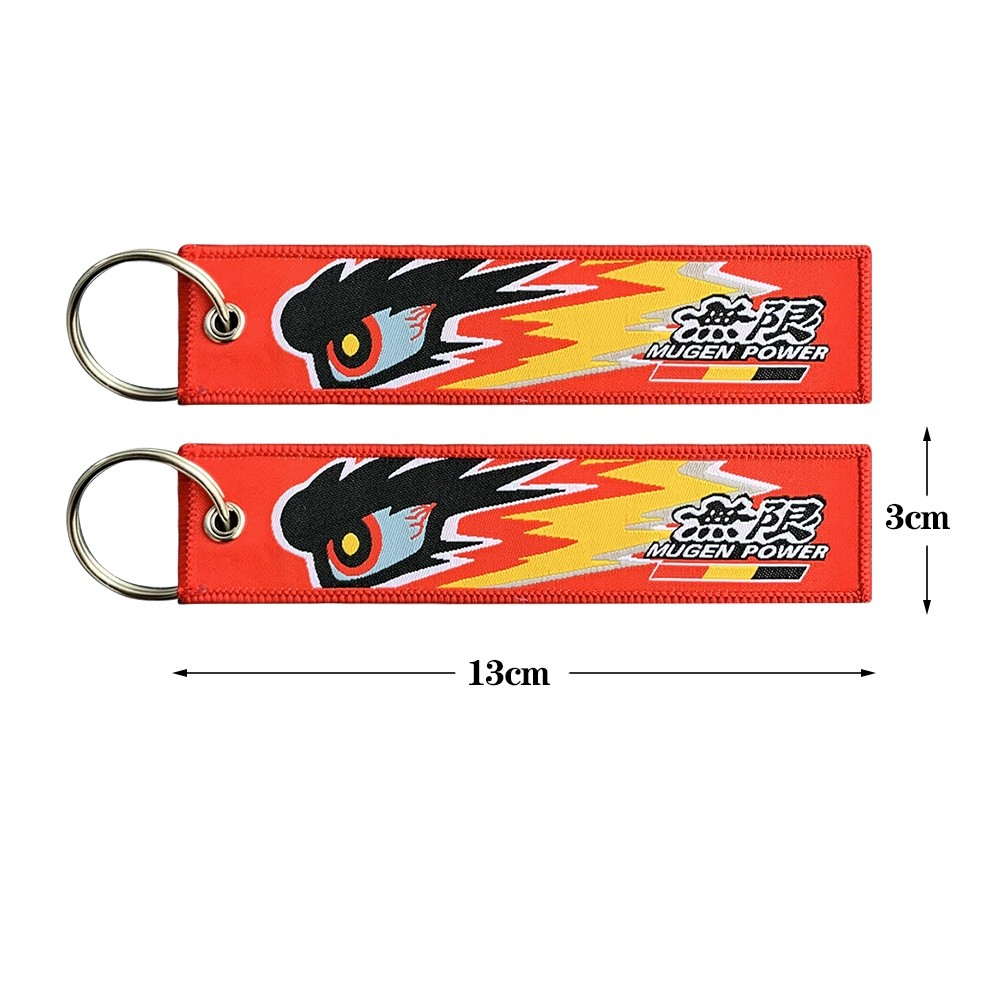 1 Pair JDM Car Keychain Embroidered Pattern Motorcycle Locomotive Auto ...