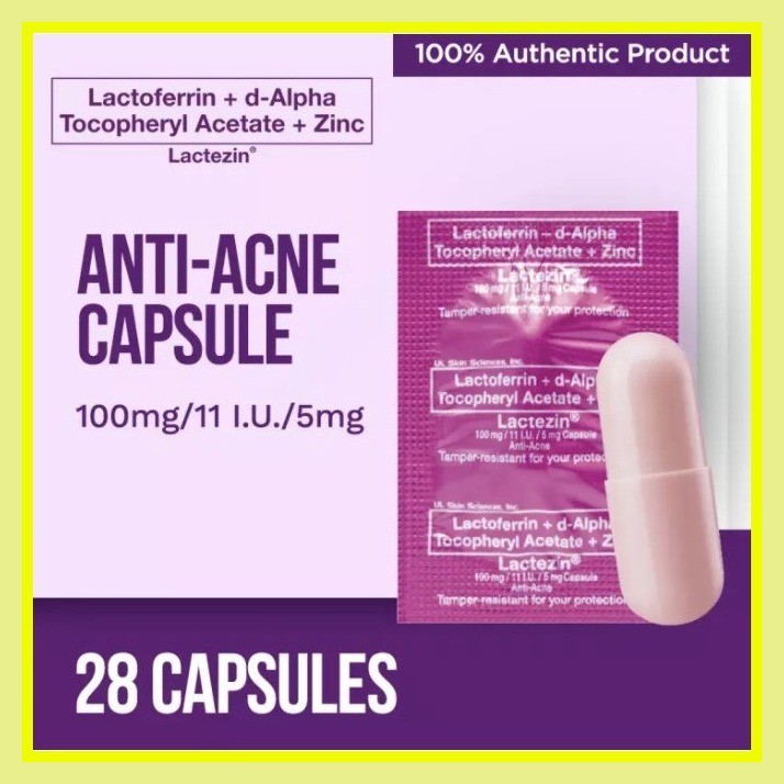 ∮ Lactezin Anti-Acne 28 capsules (Lactoferrin + Vitamin E + Zinc ...