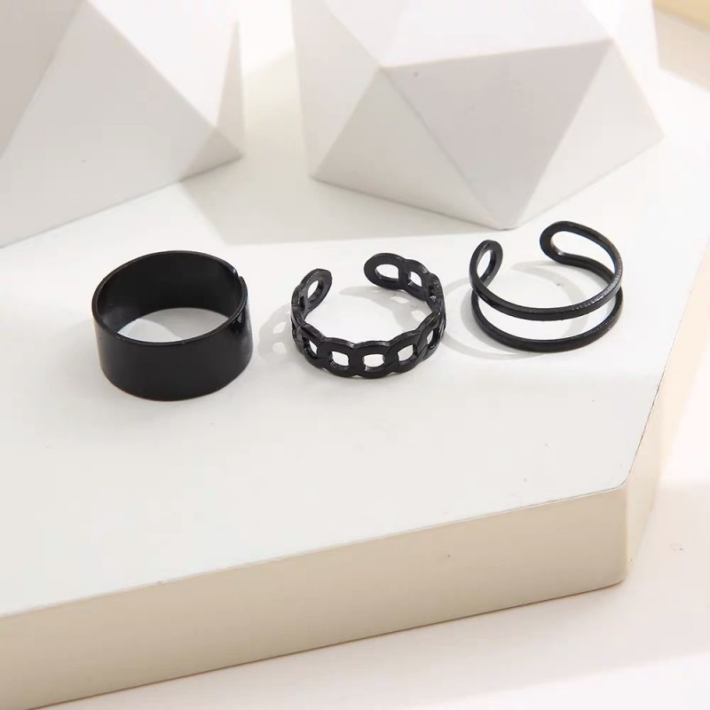 3pcs/set Fashion Rings Simple Hollowing Out Adjustable Finger Rings for ...
