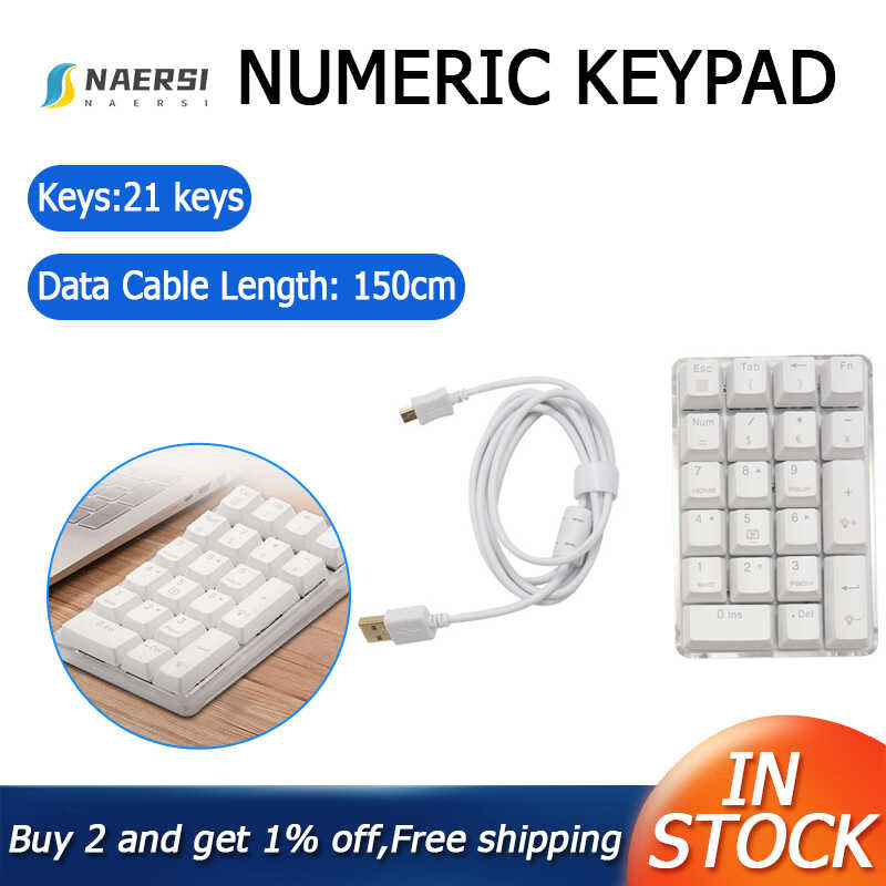 White 21 Keys Backlit Mechanical Numeric Keypad Numpad Na May Cherry ...