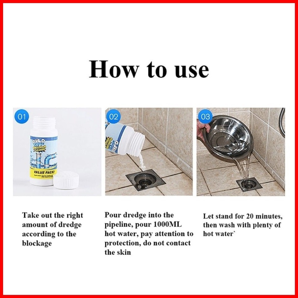 ๑ Wild Tornado Powerful Sink and Drain Cleaner for Kitchen Toilet Pipe ...