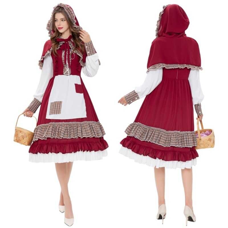 Adult Halloween Costume, Girl Little Red Riding Hood Stage Role-Playing ...