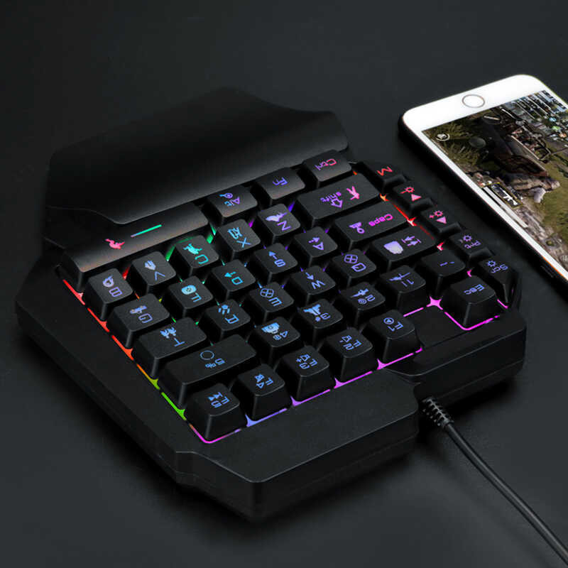 Gaming Single Handed Membrane Mini Keyboard 39 Keys One Hand RGB ...