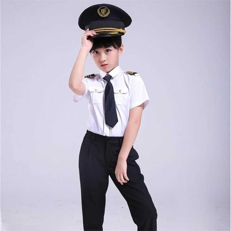 Costumes Kids Pilot Children Cosplay For Boys Girls Flight Attendant ...