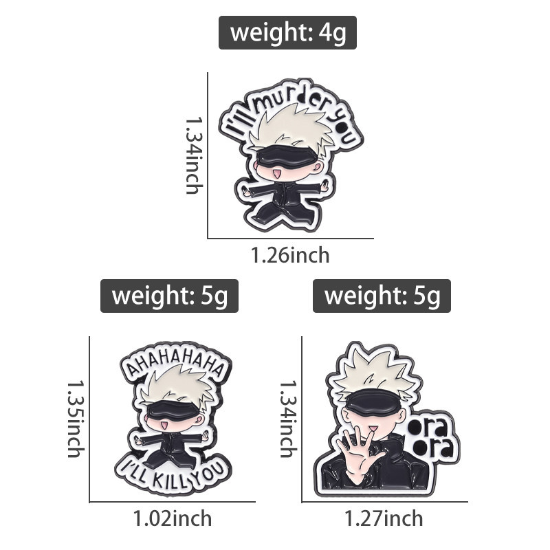 Anime Jujutsu Kaisen Pins Brooches Funny Itadori Yuji Gojo Satoru