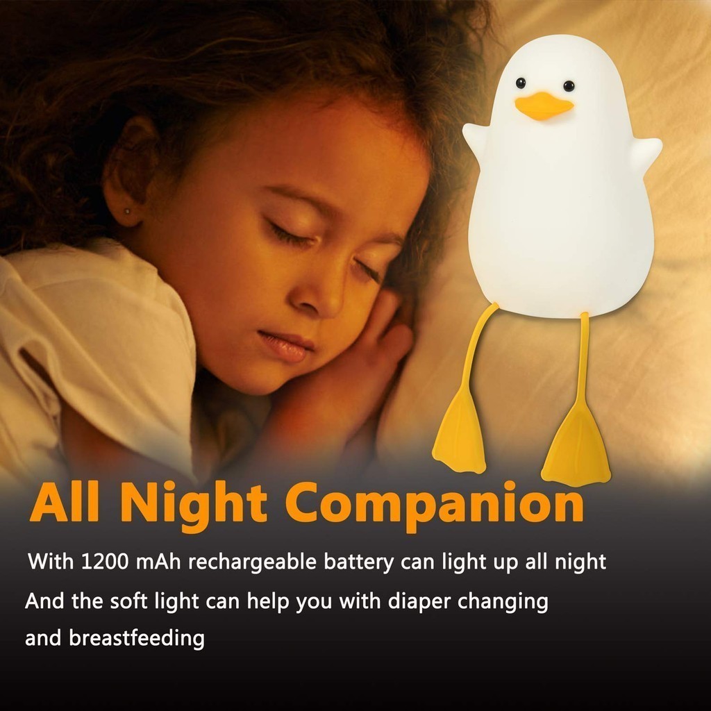 Children's Cute Duck Night Light, Soft Silicone Sleep Light with USB ...
