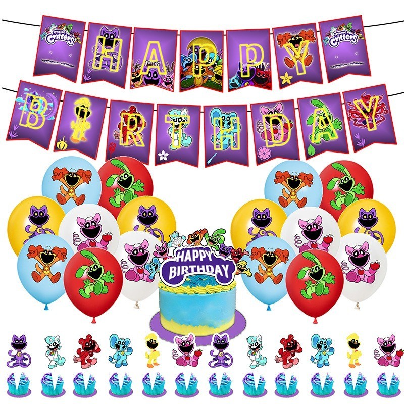 Cartoon Smiling Critters Animation Theme Birthday Decoration Cute Poppy ...