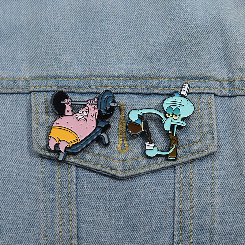 Funny Patrick Star Pins Brooches Cartoon Squidward Tentacles Pin Anime ...