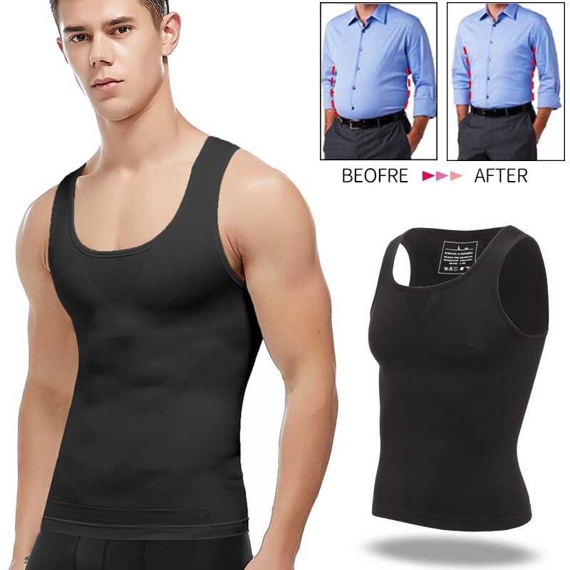 Body Men Slimming Shaper Chest Compression Shirts Gynecomastia Abdomen Slim Vest Tummy Con ...