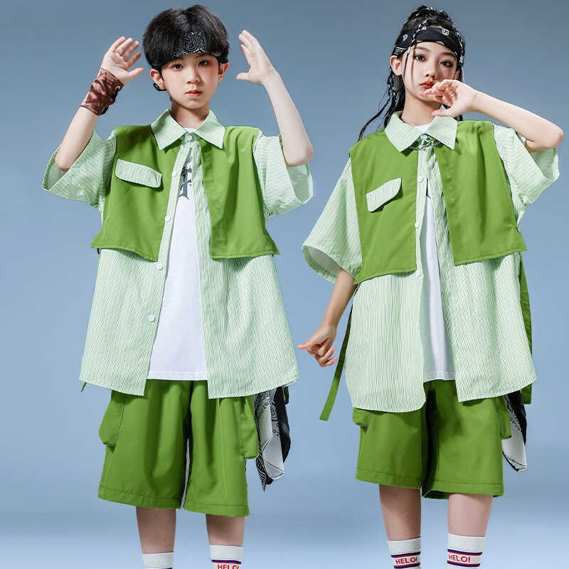Mga Bata 2024 Berdeng Damit Kpop Outfits For Boys Jazz Modern Dance ...