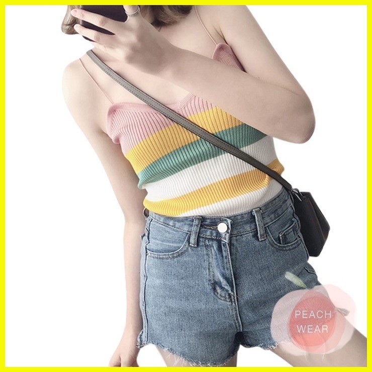 KNITTED SPAGHETTI RIBBED TOP (SM561) | Shopee Philippines