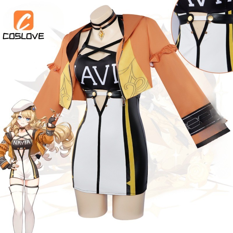 Anime Game Genshin Impact Navia Racing Suit Cosplay Clothing Full Set ...